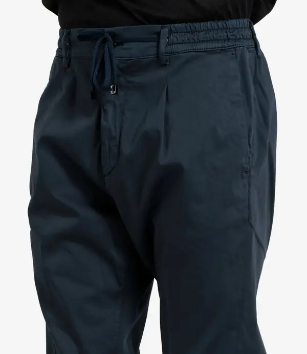 CRUNA Cotton Trousers With Elasticized Waist And Drawstring - Blue