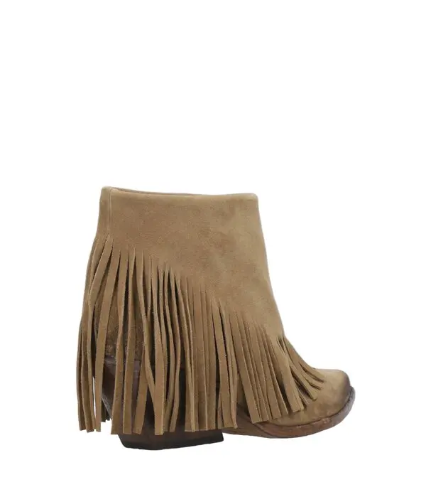 Elena Iachi Suede Fringed Ankle Boots - Fango