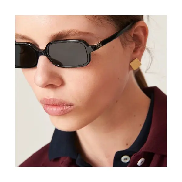 Miu Miu Rectangle Full Rim Sunglasses - Black