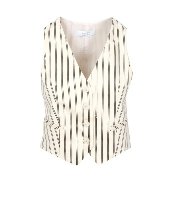 KAOS Sleeveless Cotton Vest With V-neck And Pockets