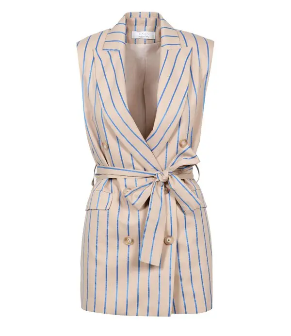 KAOS Sleeveless Belted Blazer With Stripe Detail