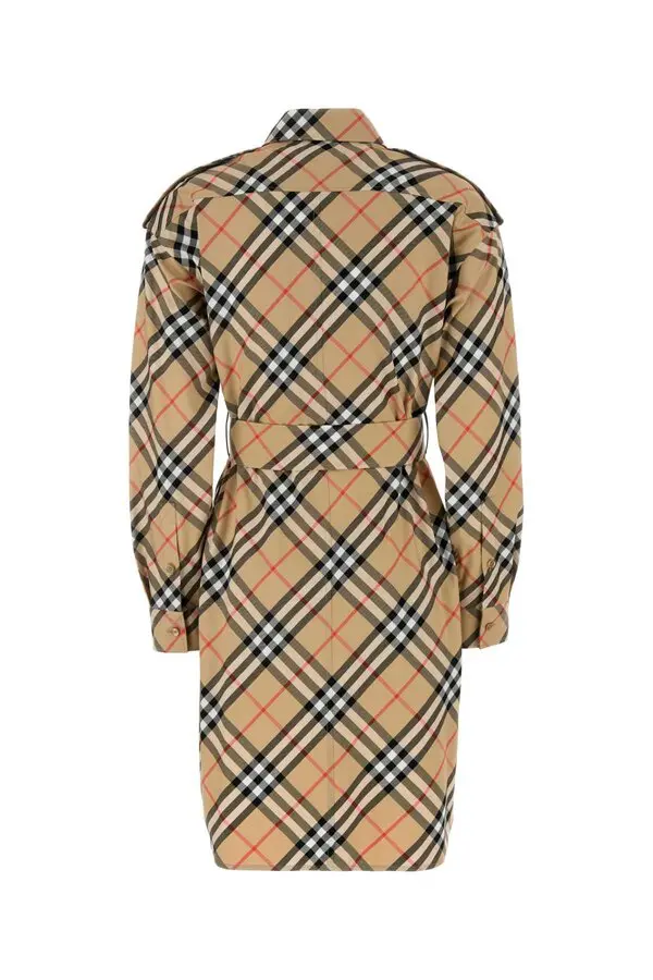 Burberry Belted Plaid Cotton Shirt Dress