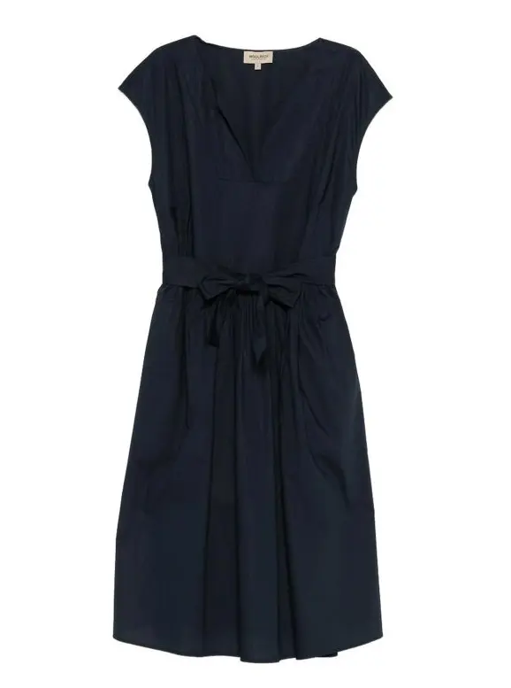 Woolrich Poplin Short Dress With Belted Waist - Blu