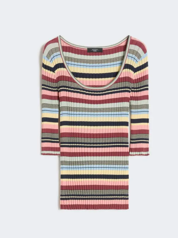 Max Mara Ribbed Knit Striped Top