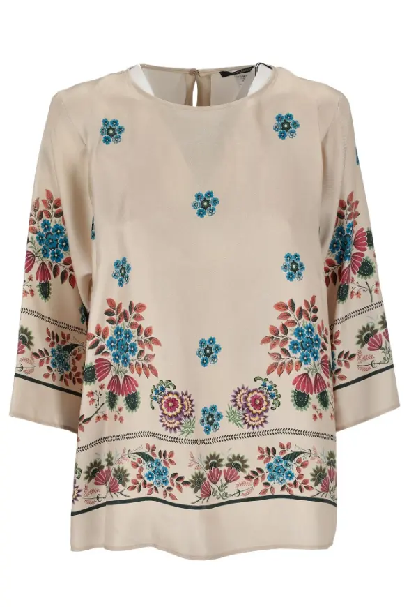 Max Mara Floral Print Silk Blouse