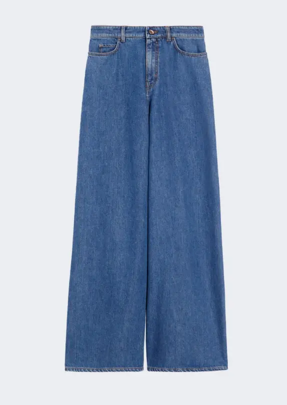Max Mara Wide Leg Denim Trousers - Blu
