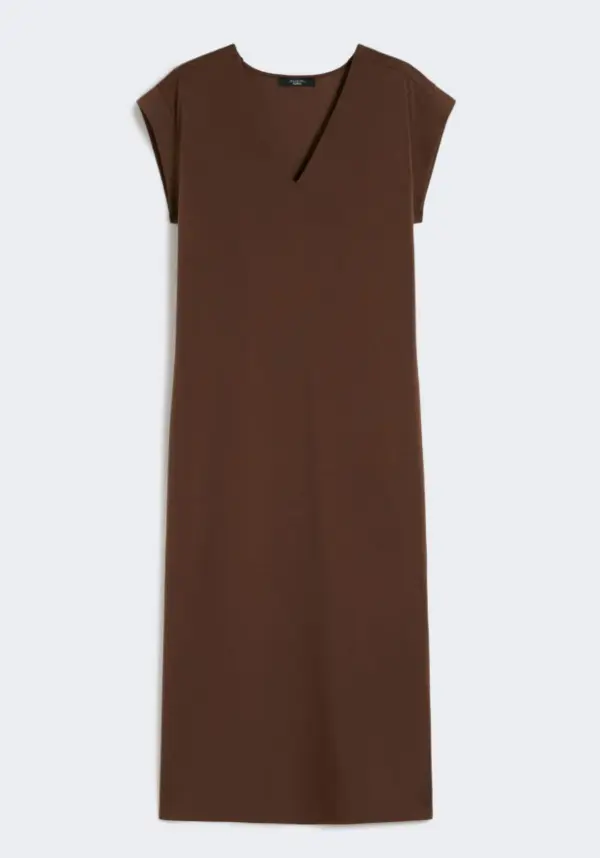 Max Mara Short Sleeve V-neck Dress - Cioccolato