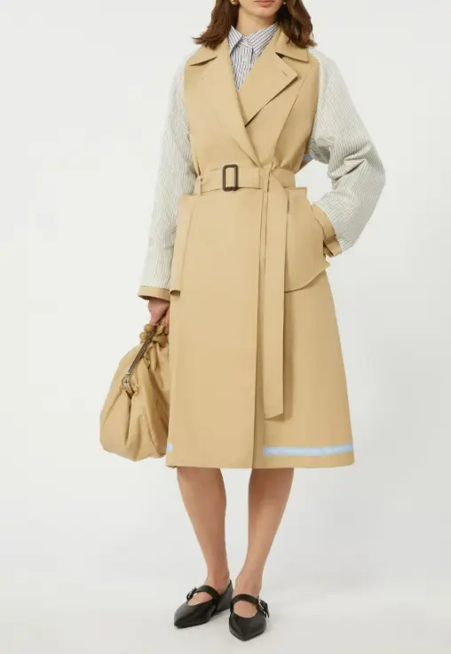Max Mara Midi Trench Coat With Cape Detail - Beige
