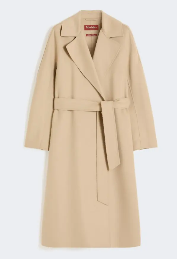 Max Mara Long Belted Wrap Coat - Sand