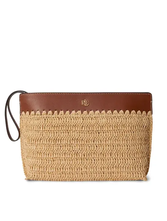 Ralph Lauren Top Zip Pch Pouch Large - Natural
