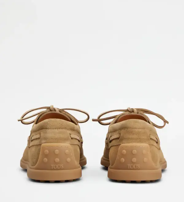 TOD'S Suede Calfskin Boat Shoes - Biscotto
