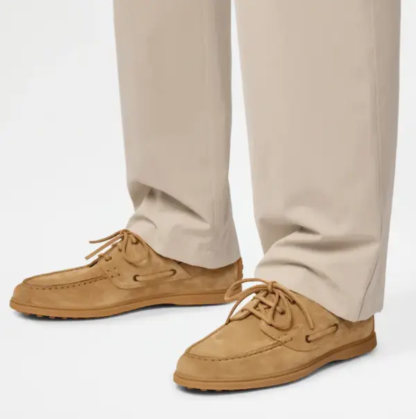TOD'S Suede Calfskin Boat Shoes - Biscotto