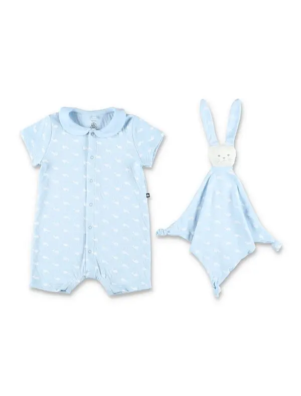 Petit Bateau Whale-print Jumpsuit And Comforter Set - Blue