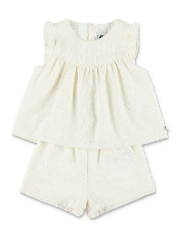 Petit Bateau Eyelet Cotton Embroidered Heart Set - White