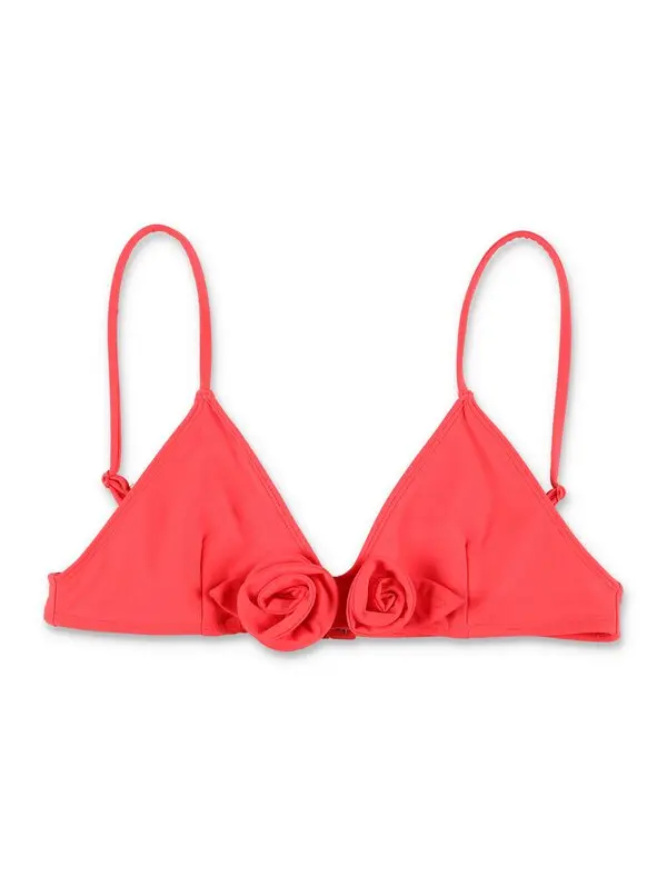 Coperni Sculptural Flower Detail Bikini Top - Red