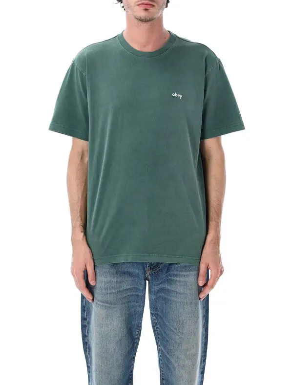 Obey Cotton Jersey T-shirt With Embroidered Logo - Pine Needle