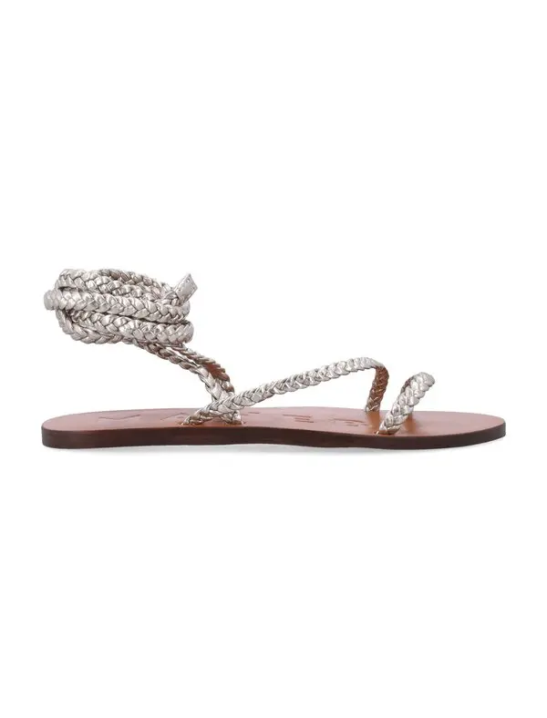 Manebí Manebì Woven Leather Flat Sandals - Platinum
