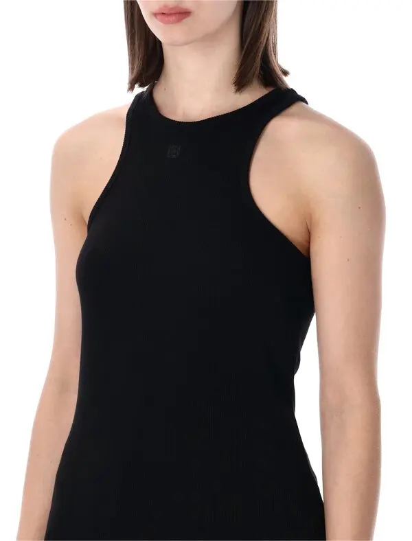 ANINE BING Ribbed Knit Crewneck Sleeveless Tank Top - Black