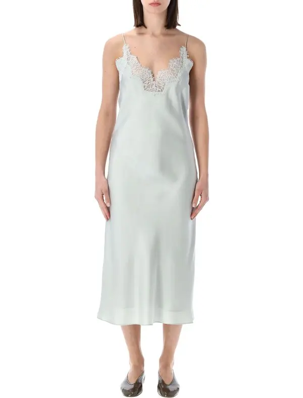 RÓHE Lace Trimmed Midi Slip Dress - Foam Green