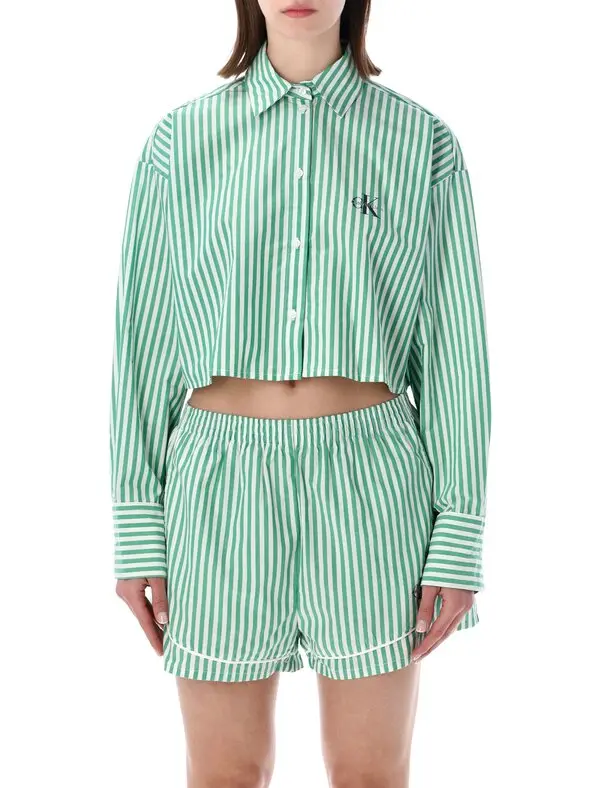 Calvin Klein T Shirts And Polos - Green White Stripe