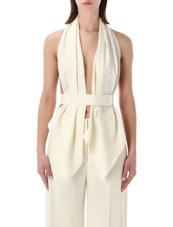 Alberta Ferretti Scarf-effect Draped Top - White