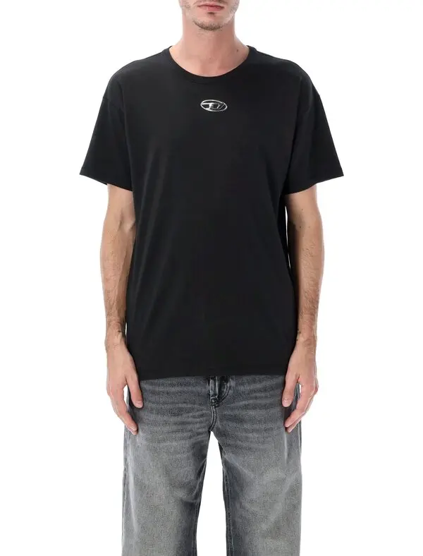 DIESEL® T-norm-iod Organic Cotton T-shirt With Oval D Logo - Black