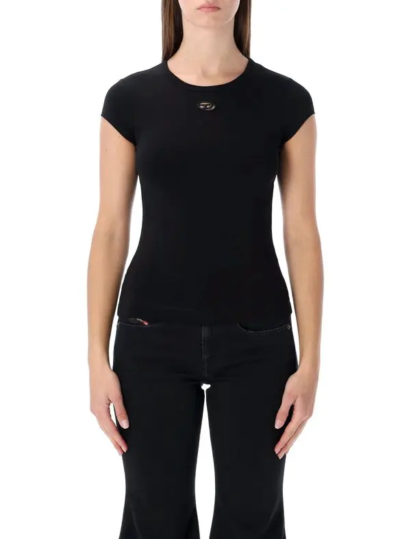 DIESEL® Organic Cotton Stretch T-shirt With Embroidered Logo
