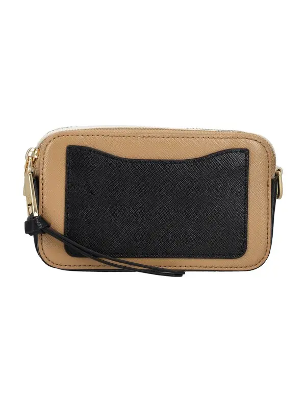 Marc Jacobs Snapshot Bag In Saffiano Leather With Logo Webbing Strap - Camel Multi
