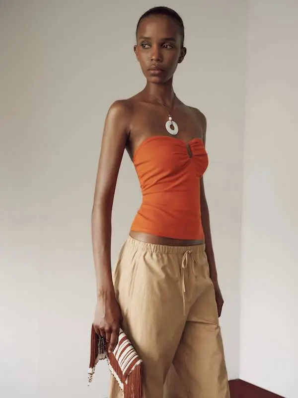 REFORMATION Yara Knit Top - Orange