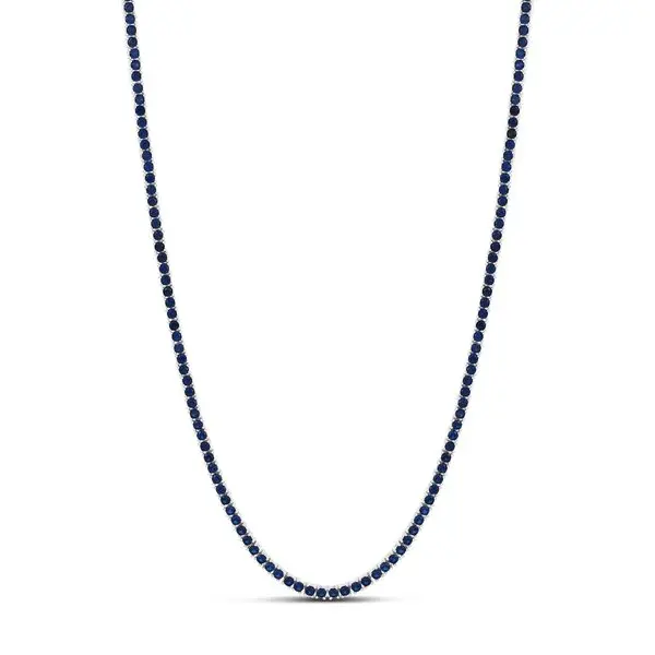 SHYMI Classic Sapphire Tennis Necklace In Silver - Blue/gold