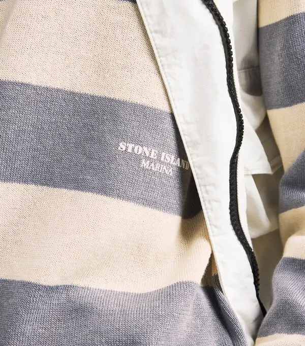 Stone Island Cotton-linen Stripe Crew Neck T-shirt