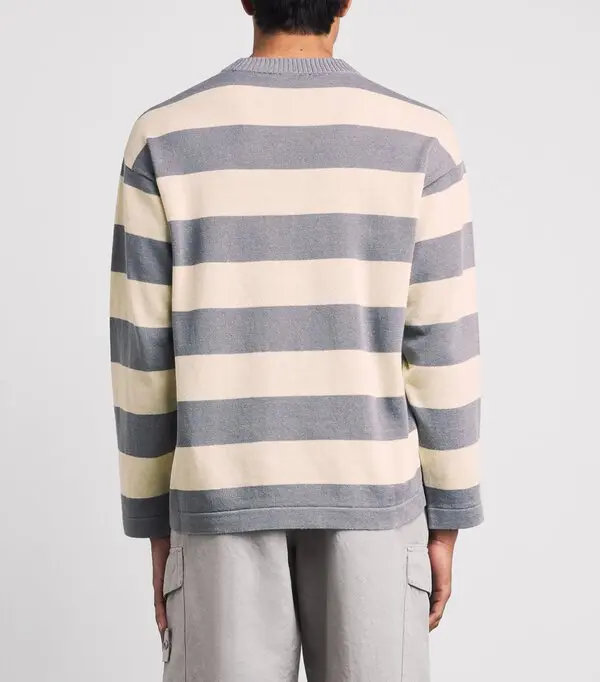 Stone Island Cotton-linen Stripe Crew Neck T-shirt
