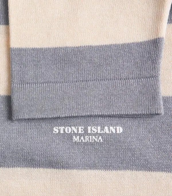 Stone Island Cotton-linen Stripe Crew Neck T-shirt