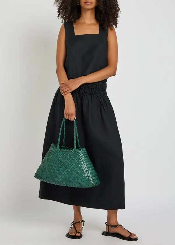 Rails Akira Linen Square Neck Cropped Top - Black