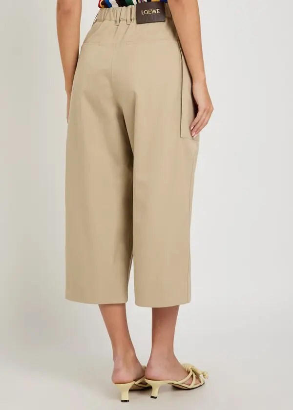 Loewe Cropped Cotton And Silk-blend Trousers