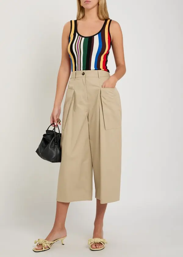 Loewe Cropped Cotton And Silk-blend Trousers