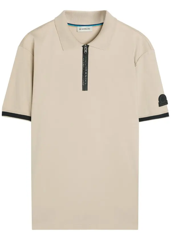 SANDBANKS Logo Jersey Polo Shirt - Beige