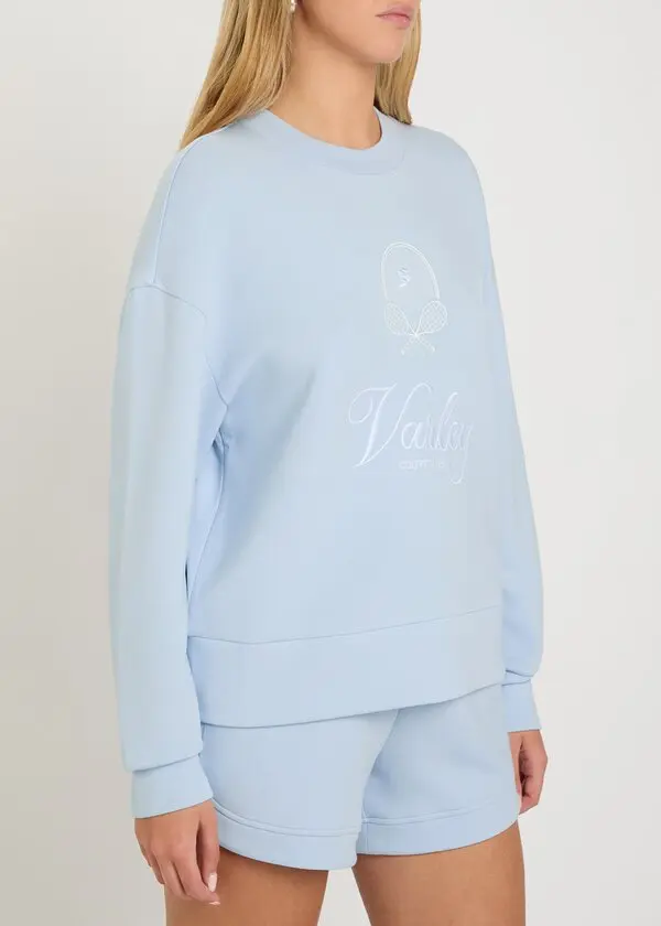 Varley Embroidered Stretch-jersey Crewneck Sweatshirt - Light Blue