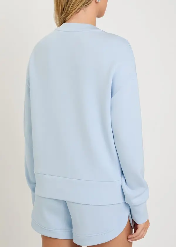 Varley Embroidered Stretch-jersey Crewneck Sweatshirt - Light Blue