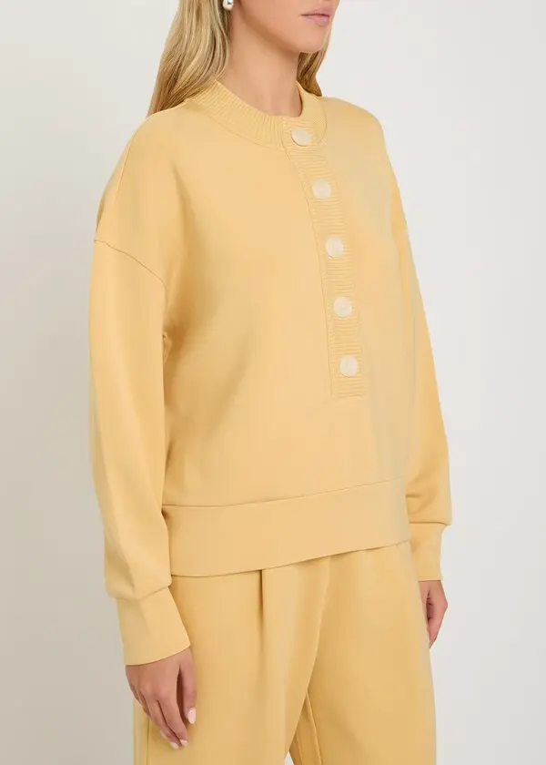 Varley Reena Button-down Stretch-jersey Sweatshirt - Yellow
