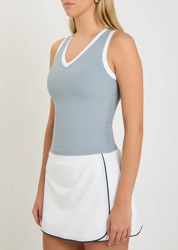 Varley Chia Ribbed V-neck Stretch-jersey Tank Top
