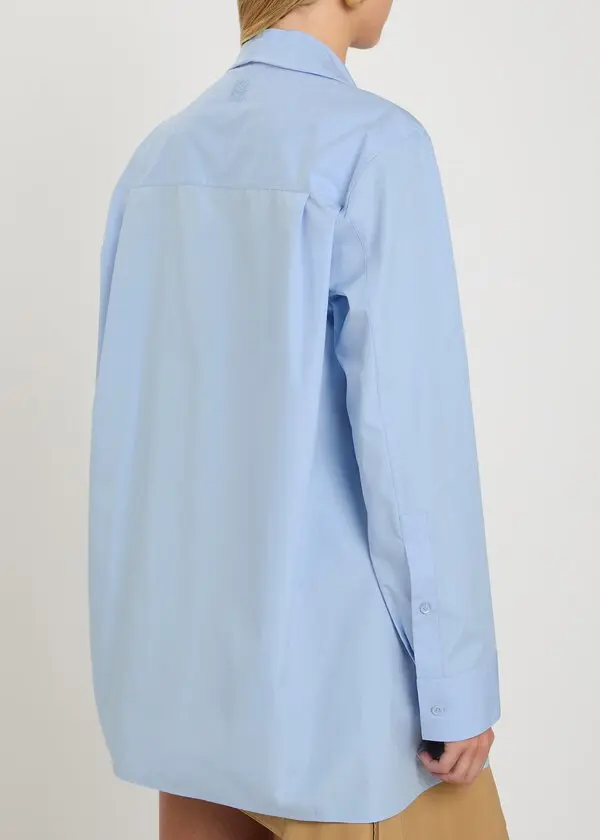 Loewe Pleated Cotton-poplin Shirt - Light Blue