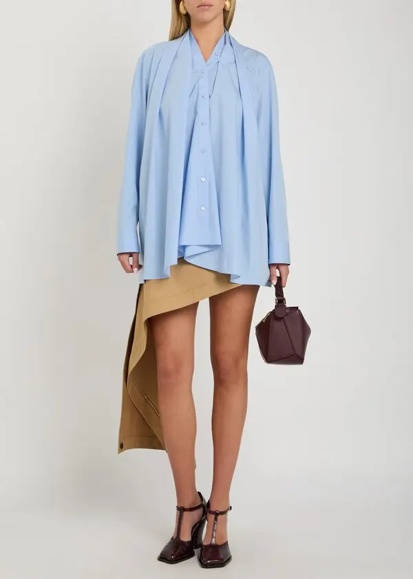 Loewe Pleated Cotton-poplin Shirt - Light Blue