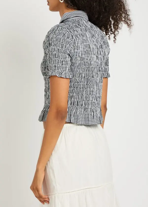 Rails Alton Smocked Gingham Cotton-poplin Shirt