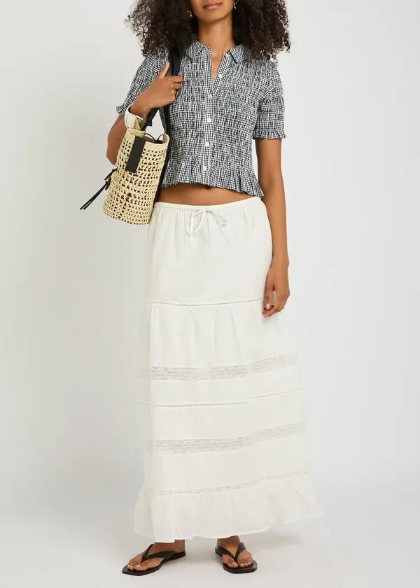 Rails Alton Smocked Gingham Cotton-poplin Shirt