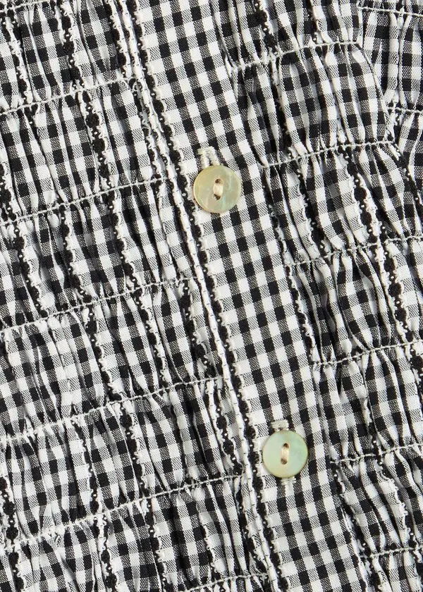 Rails Alton Smocked Gingham Cotton-poplin Shirt