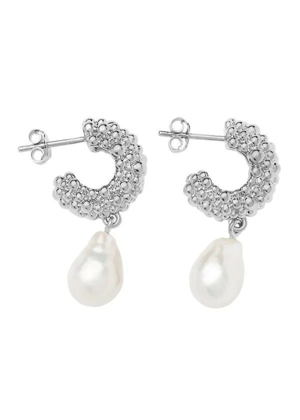 MISSOMA Plated Hoop Earrings With Freshwater Pearl Drop - Silver