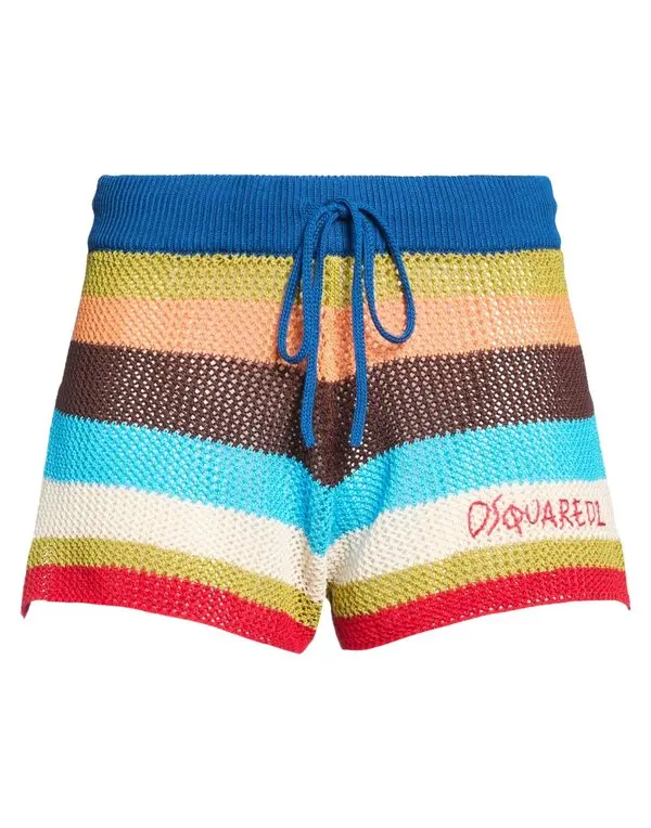 Dsquared2 Multicolor Embroidered Logo Knit Hot Pants