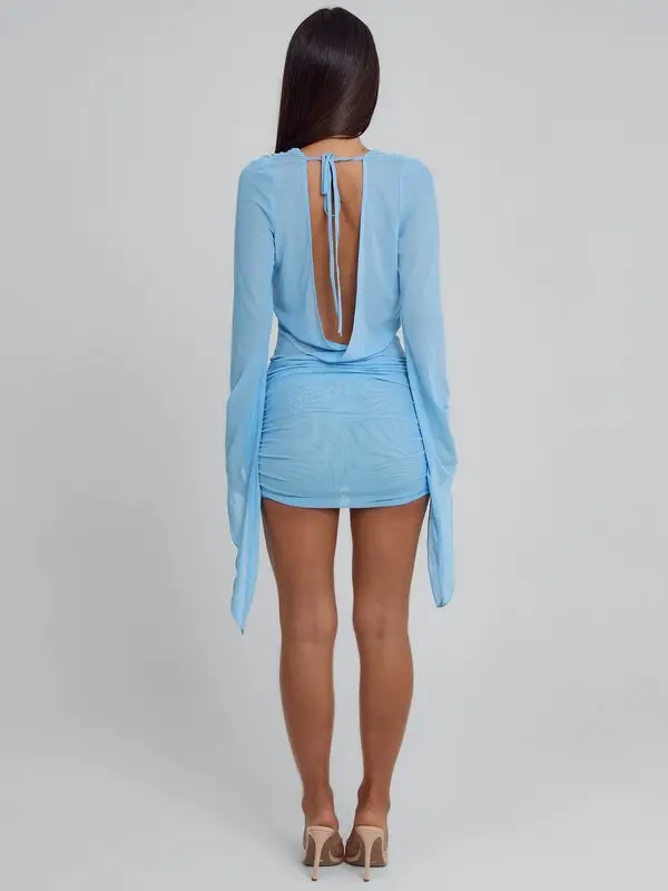 OUTCAST Jolene Mini Dress With Plunge Neckline And Angel Sleeves