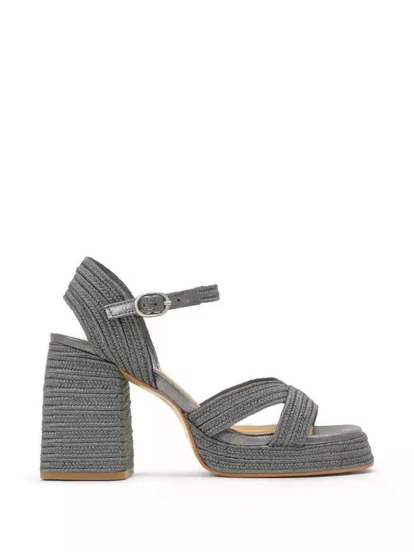 CastaÑer Vale Braided Platform Sandals - Grey